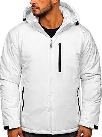 BOLF Homme Veste dhiver pour veste de ski veste de snowboard avec fermeture? glissi?re et poignets de capuche loisirs de plein air HH011 Blanc M [4D4]