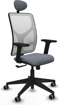 Piqueras y Crespo Schreibtischstuhl, wei&szlig; und grau, mit 2D-Armlehnen, h&ouml;henverstellbarer Lendenwirbelst&uuml;tze und festem Kopfteil, ausgestattet mit 3 Positionen und Schne