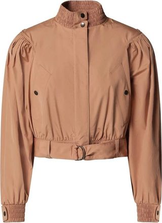 Chlo&eacute; Femme, Vestes, Brun, Taille: 34 FR Veste en popeline de coton &agrave; ceinture fronc&eacute;e