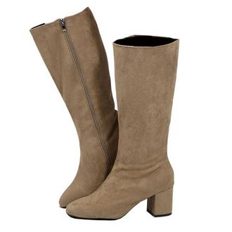 Generic Bottes habill&eacute;es &agrave; talon &eacute;pais et bout pointu pour femme, talon bloc en daim, fermeture &eacute;clair lat&eacute;rale, chaussures d&eacute;contract&eacute;es pour lautomne et lhi