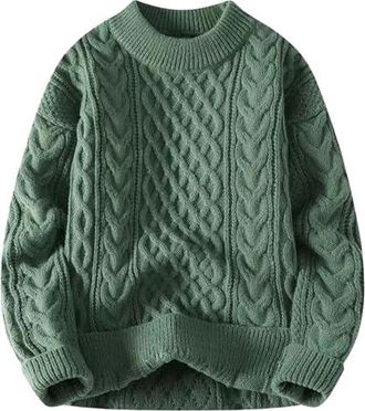 Generic Pull dautomne surdimensionn&eacute; en tricot torsad&eacute; &agrave; manches longues et col rond pour femme, chaud et d&eacute;contract&eacute;, pull dhiver unisexe en tricot torsad&eacute;, 