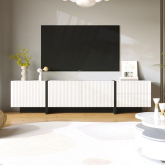 Generic TV-Schrank Lowboard mit Hochglanz-Front, Türen mit Regalfächern und Schubladen, modernes Design mit Farbkontrast, großes Stauraumwunder für Wohnzimmer