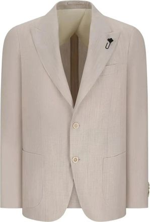 Lardini Homme, Vestes, Beige, Taille: 2XL Veste Iconique &agrave; Revers Crant&eacute;s