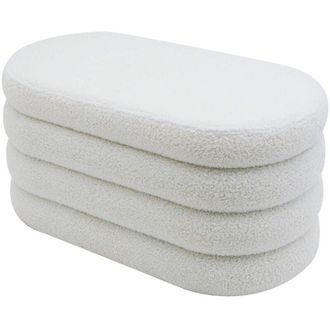 Mobili Rebecca Mobili Rebecca - Pouf avec rangement Rebecca Mobili Rambeh 38x76x38 Tissu Polyester mdf Blanc Moderne