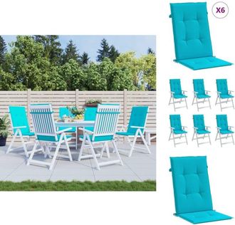 vidaXL Hochlehner-Auflagen 6 Stk. T&uuml;rkis Stoff - Hochlehner Auflagen - Gartenstuhlkissen - Outdoor Kissen - Balkon Deko - Sitzkissen
