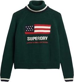 Superdry Pull blazer à col roulé pour femme, Vert pin foncé, 42