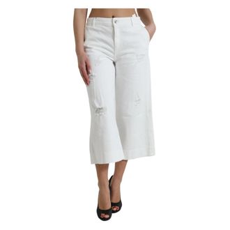 Dolce & Gabbana Cropped Wide Leg Jeans aus Denim - - Jeans - Damen - Wei&szlig; - M