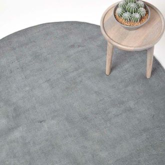 Homescapes Homescapes - Grauer Kurzflor-Teppich aus 100% Baumwolle, 150 cm rund