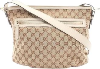 Gucci Sac bandouli&egrave;re en cuir et toile GG Pre-owned - Femme - Pre-owned - Beige - Taille: ONE Size