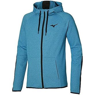 Mizuno Athletic Zip Sweatshirt Capuche, Bleu Mykonos, XL Homme