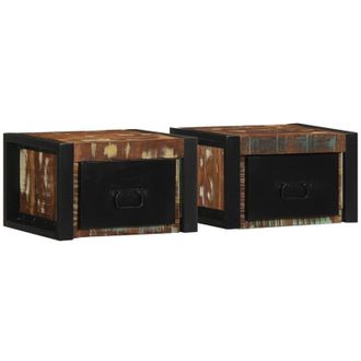vidaXL Tables de chevet 2 pcs multicolore 40x35x25cm bois récupération - Vidaxl