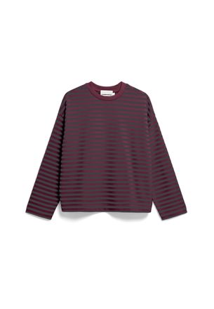 Armedangels Damen Sweatshirt aus Bio-Baumwolle FRANKAA MAARLEN Stripe Oversized Fit Dark Cranberry-Dark Steel