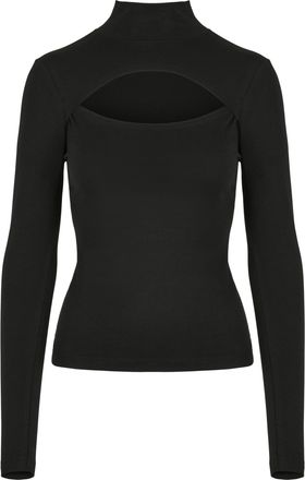 Urban Classics Damen Cut-Out Turtleneck, Langarm-Shirt mit Raffiniertem Brust-Ausschnitt, Slim Fit, Black, XXL