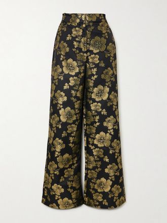 D'Estrëe Paris Pantalon Large En Brocart Fleuri Beatrice - Multicolore