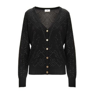 Elisabetta Franchi V-Ausschnitt Cardigan - - Knitwear - Damen - Schwarzk - S
