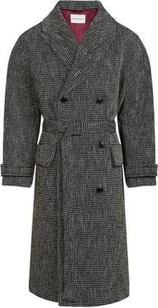 Dr&ocirc;le de Monsieur Manteau long ceintur&eacute; bicolore