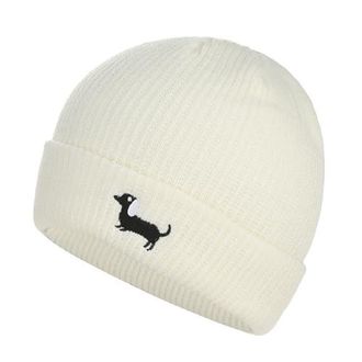 Generic Bonnet tricot&eacute; avec motif de chien brod&eacute; unisexe chaud c&ocirc;tel&eacute; pliable pour une utilisation en ext&eacute;rieur Chapeau dhiver brod&eacute; pour chien Bonnet dhiver 