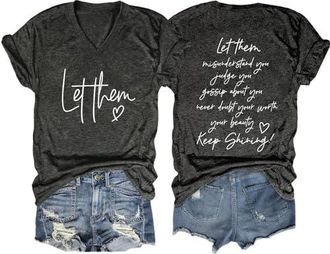 Generic Let Them Misunderstand You T-shirts pour femmes 2025 d&eacute;contract&eacute; entra&icirc;nement tendance hauts amples mignons t-shirts &agrave; manches courtes coupe ample sor