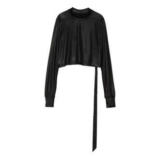 Rick Owens Cropped Level LS - - Tops - Damen - Schwarzk - M