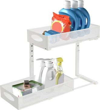 Generic Unterschrank Waschbecken Organizer Bad - 2 Ebenen Schrankablage Schublade | Kompaktes Vertikales Aufbewahrungssystem Ablage, Abziehersystem, rostbestä