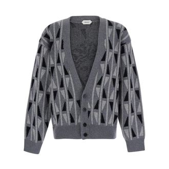 Versace Medusa Pullover mit Lederfront - - Knitwear - Herren - Grau - L