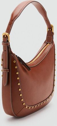 Mango Petit sac porté épaule à clous marron moyen - Femme - Taille unique - MANGO