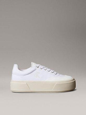 Calvin Klein Plateau-sneakers Aus Leder Mit Charakteristischem Logo - Bright White/dk Ecru - Damen - EU 37