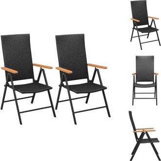vidaXL Vidaxl - Stapelbare Gartenst&uuml;hle 2 Stk. Poly Rattan Schwarz - Gartensessel - Gartenm&ouml;bel - Outdoor M&ouml;bel - Balkonm&ouml;bel - Stapelbarer Stuhl