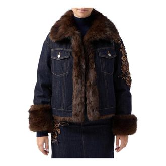 Ermanno Scervino Giubbotto interno e cristalli - Femme - Vestes - Bleu - Taille: 38 FR