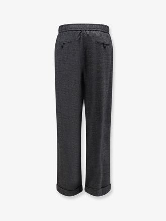 Giorgio Armani Mens Trousers Wide-Leg Grey Virgin Wool