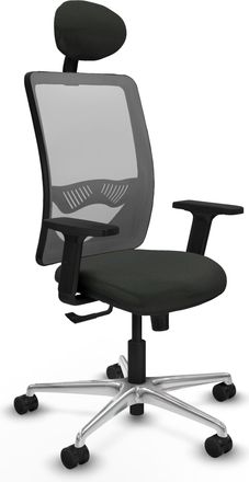 Piqueras y Crespo Schwarzer B&uuml;rostuhl Zulema mit 2D-Armlehnen, h&ouml;henverstellbarer Lendenwirbelst&uuml;tze und festem Kopfteil, ausgestattet mit 3 Positionen und Schneidschau