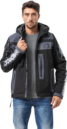 Cipo & Baxx Herren Jacke CJ275 Schwarz - Moderne Übergangsjacke im Streetwear Stil mit Kapuze, Reißverschluss & markanten Logodetails - Lässige Freizeitjacke für 