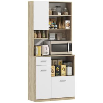 HOMCOM K&uuml;chenschrank K&uuml;chenbuffet Geschirrschrank Aufbewahrungsm&ouml;bel moderner Stil mit verstellbaren Regalen, Schublade, Theke, Kabeldurchlass, f&uuml;r Esszimmer
