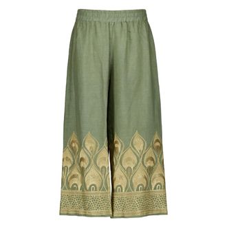 Greek Archaic Kori Femme, Pantalons, Vert, Taille: 42 FR Wide Pantalons