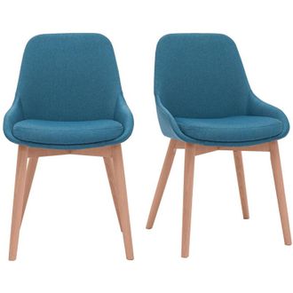 Miliboo Skandinavische St&uuml;hle mit entenblauem Stoff und massivem Buchenholz (2er-Set) HOLO