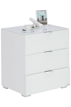 Novel Nachtschrank, Wei&szlig;, Metall, 3 Schubladen, 50x56x42 cm, Schlafzimmer, Nachttische