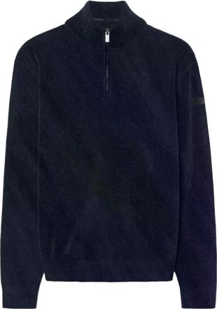 Roberto Ricci Design Tricot &agrave; demi-zip en velours - Homme - Pulls - Bleu - Taille: XL