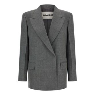 Jil Sander Double-Breasted Wollblazer - - Jackets - Damen - Grau - 2XS