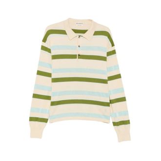 J.W.Anderson Polo &agrave; Manches Longues Ray&eacute; - Homme - Tops - Vert - Taille: XL