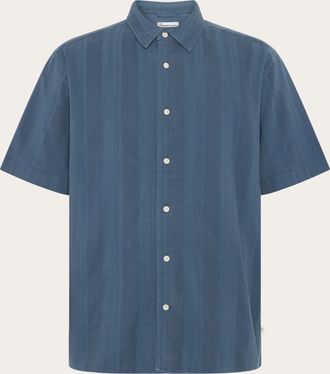 Knowledge Cotton Apparel Herren vegan Hemd Relaxed Structure Kurzarm Vintage Indigo