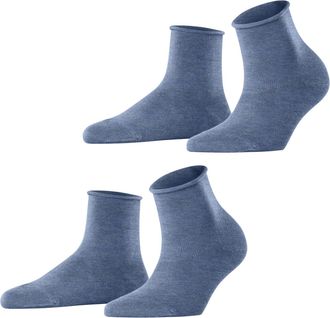 Esprit Damen Socken Basic Pure Multipack W Sso Baumwolle einfarbig 2 Paar, Blau Jeans 6458, 35-38