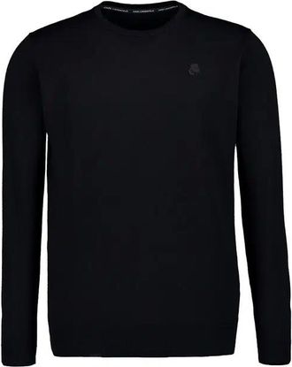 Karl Lagerfeld Herren Pullover schwarz Merinowolle unifarben