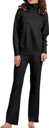 Generic Ensemble Sport Tricot Ensemble Femme Chic Et Elegant Hiver 2 Piece Oversize Tendance Randonn&eacute;e Sportswear &Agrave; Manches Longues Pull + Running Pantalon Sp