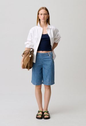Claudie Pierlot Denim-Shorts mit Matrosenlatz