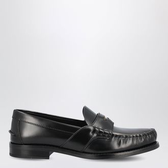 Prada Schwarze Mokassins aus geb&uuml;rstetem Leder