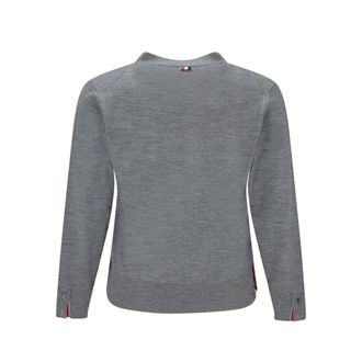 Thom Browne Mens Gray Virgin Wool Cardigan Clothing