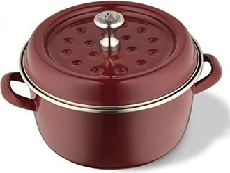 Multi Casa Mex Topf mit Emailledeckel von 5,5 Liter EDYNA H.14.7 D.24 burgunderrot