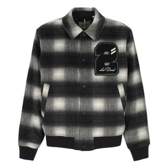 Les Deux Veste &agrave; carreaux avec &eacute;cusson logo - Homme - Vestes - Noir - Taille: L