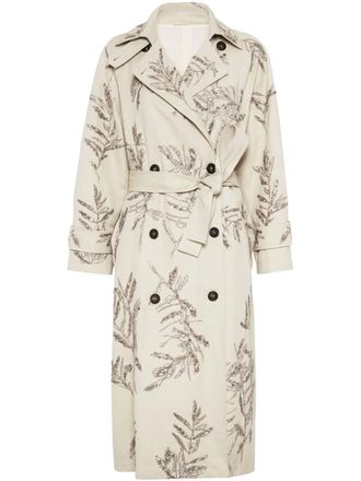 Brunello Cucinelli Flora Trenchcoat mit Stickerei - Nude