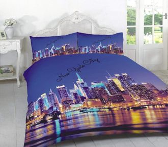 Generic New York Bettw&auml;sche 155x220 Stadtnachtansicht Bettw&auml;sche Set, 3D Bettbezug Set Weich Microfaser Bettbez&uuml;ge 3 Teilig New York Wendebettw&auml;sche f&uuml;r Doppe